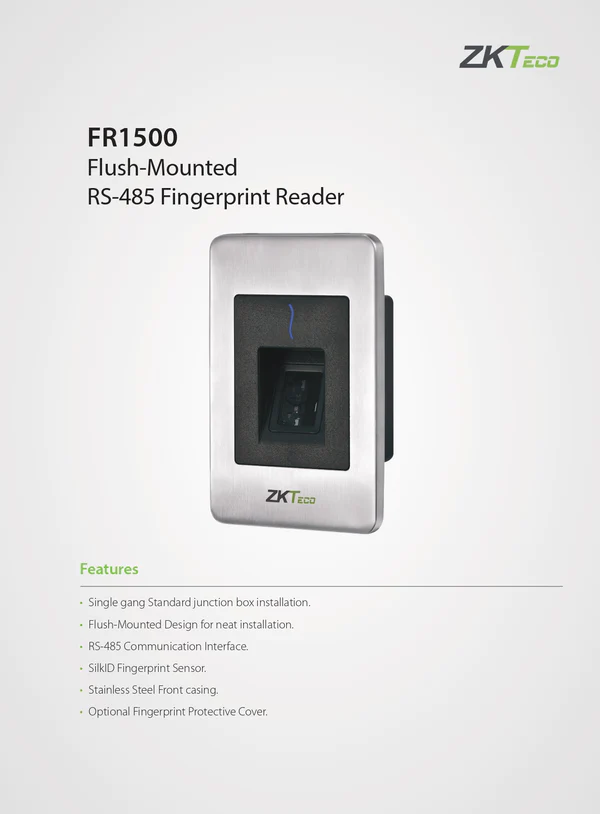 FR1500- Flush-Mounted RS-485 Fingerprint Reader – n-rol.com